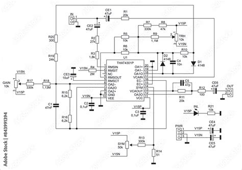 Schematic Diagram Of Electronic Device On Sheet Of Paper Vector Drawing Electrical Circuit With