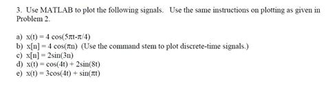 Solved Use MATLAB To Plot The Following Signals Use The Chegg