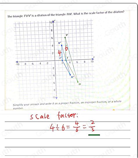 Solved The Triangle Tuv Is A Dilation Of The Triangle Tuv What Is The Scale Factor Of The
