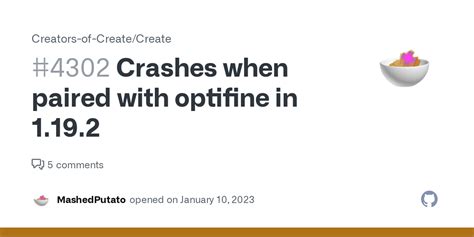crashes when paired with optifine in 1 19 2 · issue 4302 · creators of