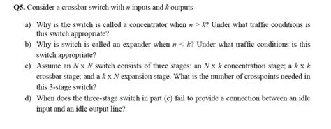 Solved Q5 Consider A Crossbar Switch With N Inputs And K