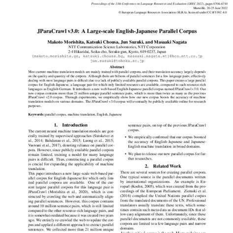 Jparacrawl V30 A Large Scale English Japanese Parallel Corpus Acl