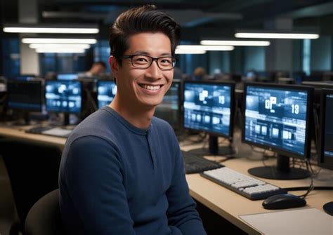 Premium Photo Portrait Of Happy Smiling Confident Programmer