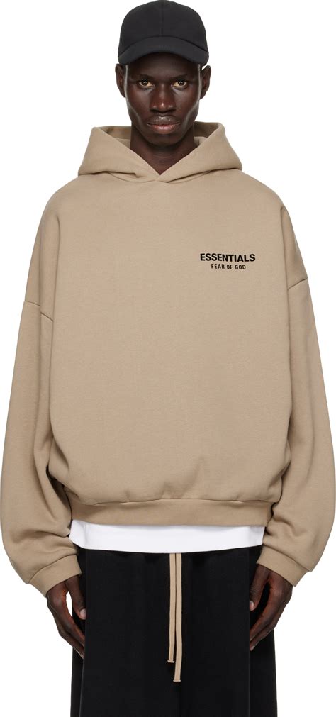Fear Of God Essentials Beige Fleece Hoodie Fear Of God Essentials