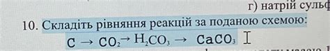 Складіть рівняння реакцій за поданою схемою C Co2 H2co3 Caco3 Школьные Знания Com