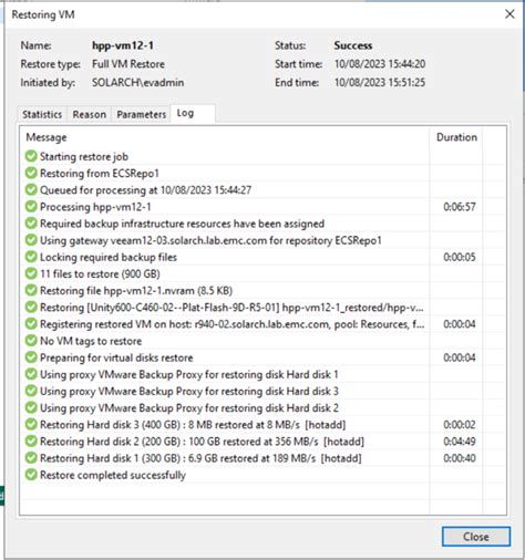 restoring a vm from ecs dell ecs and veeam backup and replication