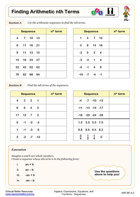 Finding Arithmetic Nth Terms Worksheet Algebra Ii Pdf Worksheets