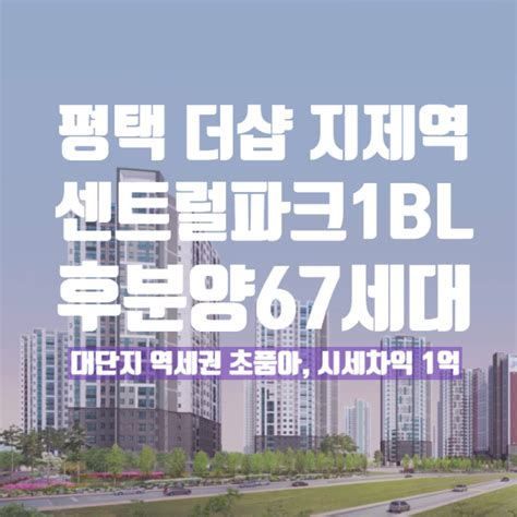평택 더샵 지제역 센트럴파크 1bl 67세대 후분양 시세차익 1억 전국 청약 가능 네이버 블로그