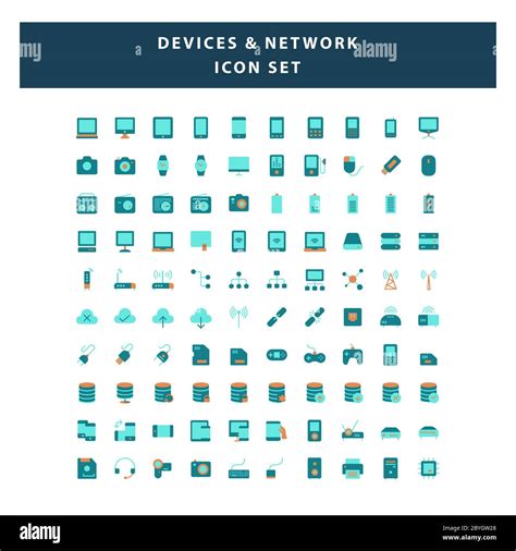 Set Of Devices And Network Icon With Flat Style Design Vector Stock Vector Image And Art Alamy