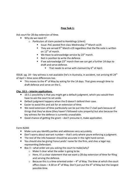 Dispute Resolution Workshop 5 Notes Prep Task 1 Ask Court For 28 Day