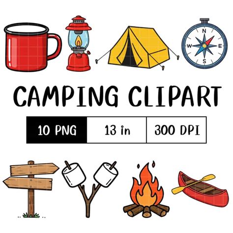 Camping Clipart Set 10 Png Images Outdoor Adventure High Quality