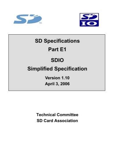 SDIO Simplified Specification SD Association