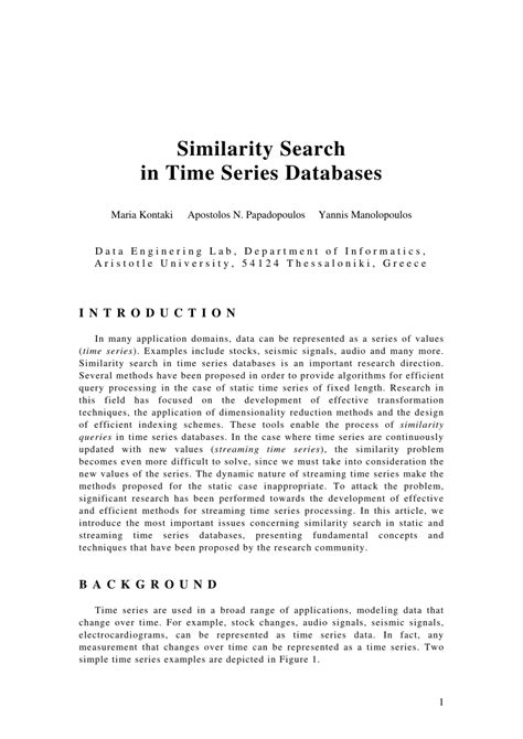 Pdf Similarity Search In Time Series Databases