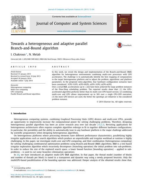 Pdf Towards A Heterogeneous And Adaptive Parallel Branch And Bound