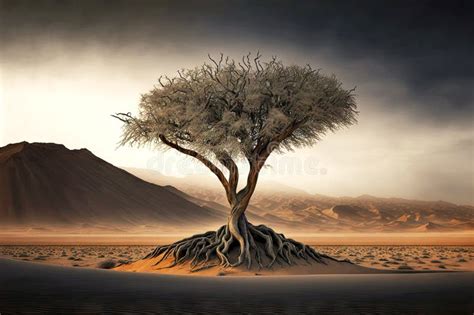 Lonely Tree With Fading Crown That Could Not Cope With Harsh Conditions