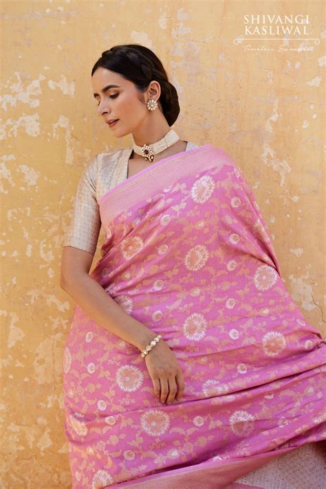 Pink Handwoven Banarasi Moonga Silk Saree Shivangi Kasliwal