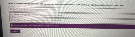 Solved Which Statement Best Explains Why The Sec Has