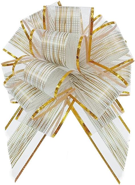 Ainmto 10pcs Large Pull Bows 6 Inch White Organza Pull Bows For T Wrapping Party Decorations