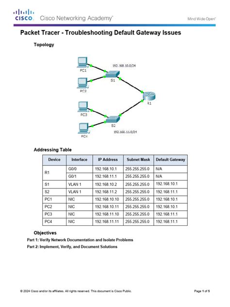6 4 3 4 Packet Tracer Troubleshooting Default Gateway Issues Download Free Pdf Computer