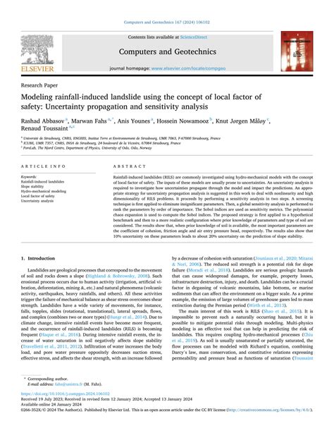 Pdf Modeling Rainfall Induced Landslide Using The Concept Of Local Factor Of Safety