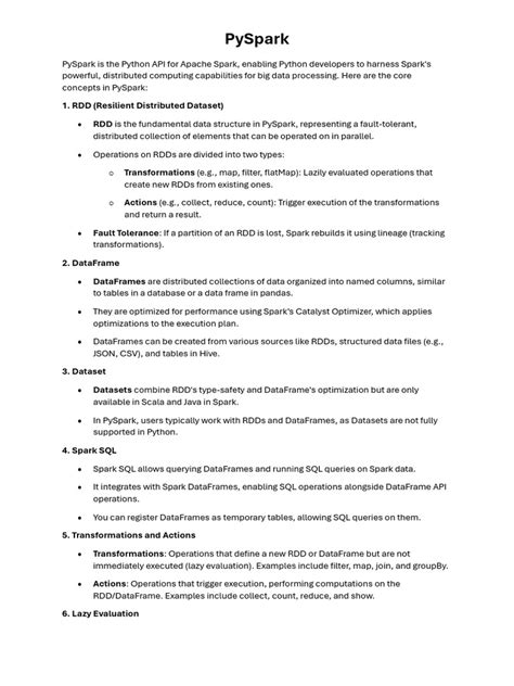 Pyspark Core Print Pdf Apache Spark Information Technology Management