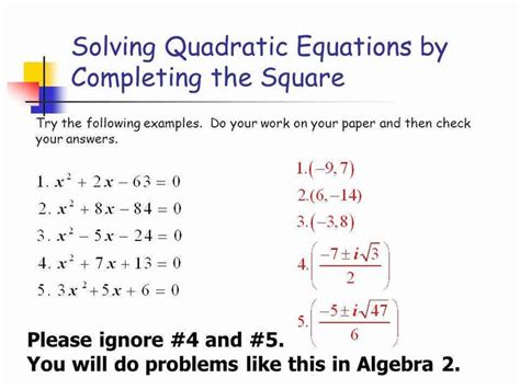 Completing The Square Worksheet Beautiful Pleting The Square Worksheet Chessmuseu