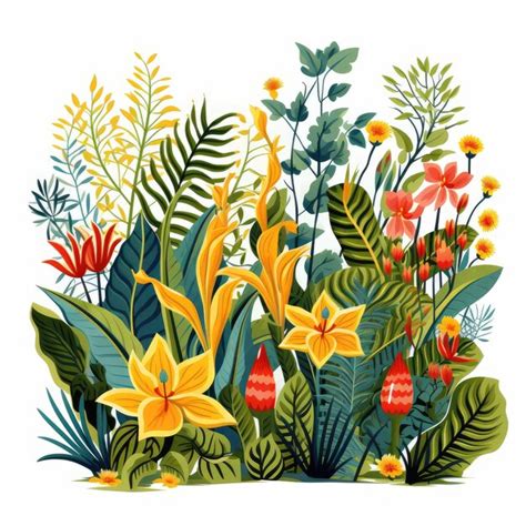 Cartoon Jungle Flora Vector Collection Premium Ai Generated Image