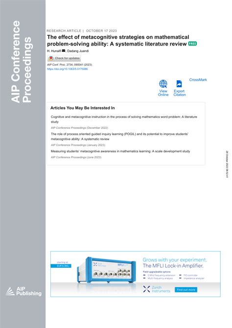pdf the effect of metacognitive strategies on mathematical problem