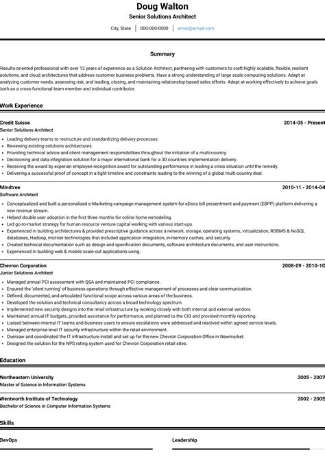 Solution Architect Resume Samples And Templates VisualCV