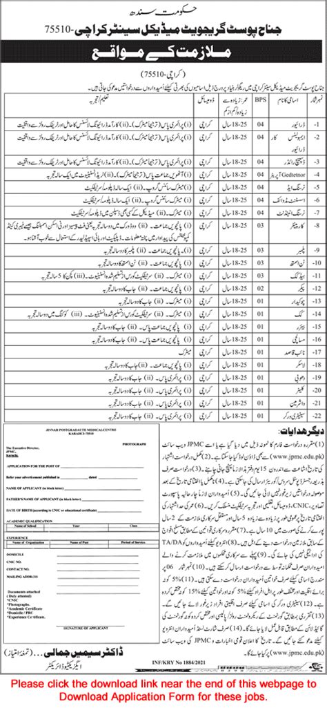 Jinnah Postgraduate Medical Centre Karachi Jobs 2021 May Jpmc