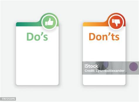 해야 할 일과 하지 말아야 할 일을 플랫 스타일로 아이콘으로 표시합니다 해야 할 일과 하지 말아야 할 일 벡터 Illustration 통하고 있는 고립된 배경에 찬반 양론은