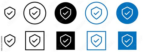 Shield Check Mark Icon Set Security Shield Protection Symbol With Tick Symbol Editable Stroke