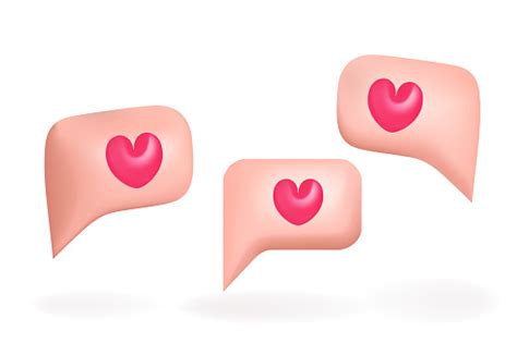 핑크 3d 버블 스피치 세트 하트 벡터 일러스트레이션 디자인 3차원 형태에 대한 스톡 벡터 아트 및 기타 이미지 3차원 형태 기포 대화 풍선 문자 기호 Istock