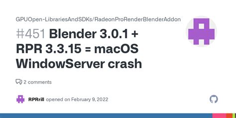 Blender RPR MacOS WindowServer Crash Issue GPUOpen LibrariesAndSDKs