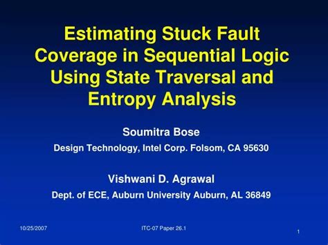 Ppt Estimating Stuck Fault Coverage In Sequential Logic Using State Traversal And Entropy