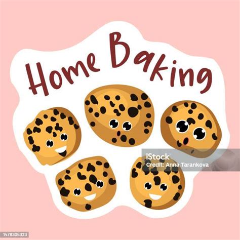 스티커 수제 베이킹 수제 쿠키 스티커 베이커리 로고 빵집과 제과의 벡터 그림 갈색에 대한 스톡 벡터 아트 및 기타 이미지 갈색 건강에 좋지 않은 음식 건강하지 못한