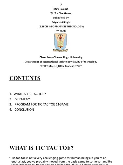 Mini Project Tic Toc Toe Game Priyanshi Singh Pdf Computing Computer Programming
