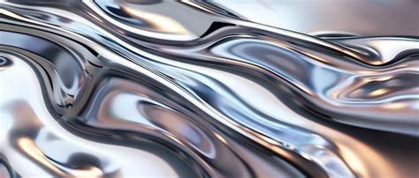 Abstract Liquid Metal Texture With Smooth Reflective Waves Premium Ai