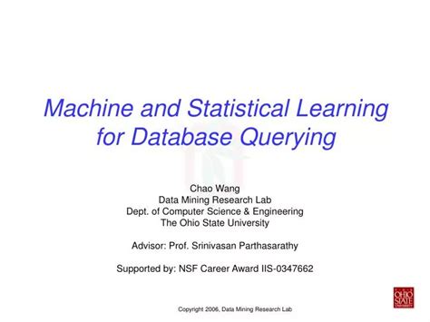 Ppt Machine And Statistical Learning For Database Querying Powerpoint