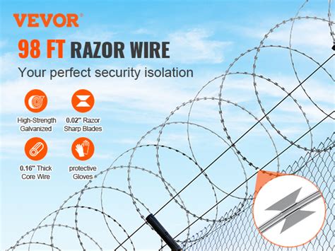 Vevor Razor Wires 98 Ft Razor Barbed Wire 2 Rolls Razor Wire Fencing