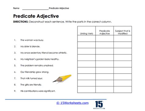 Predicate Adjectives Worksheets 15 Worksheets Library