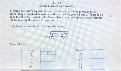 Solved Using The Following Data Sets X And Y Calculate Chegg