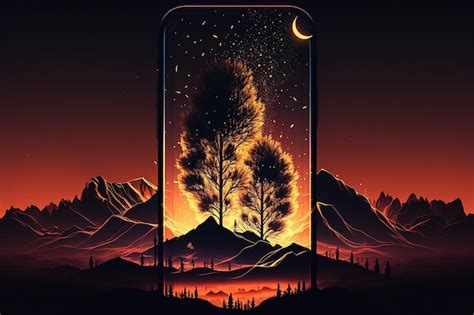 Iphone обои темный фоновое изображение Ai создано искусство Премиум Фото