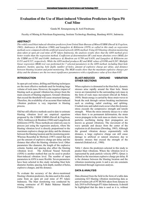 Pdf Evaluation Of The Use Of Blast Induced Vibration Predictors In