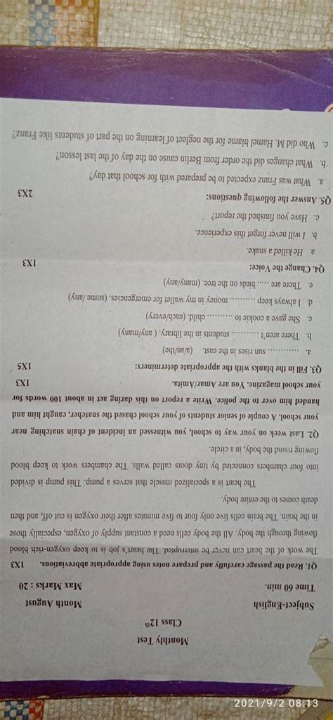 Q5 Answer The Following Questions 2×3 Filo