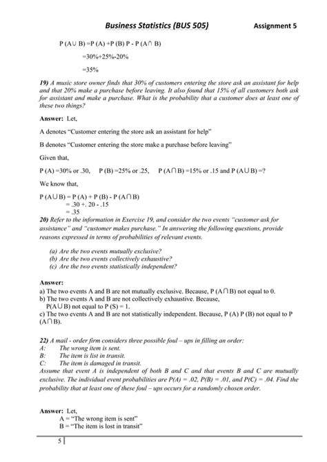 Statistics Assignment 5 Doc Mutual Funds Personal Investing