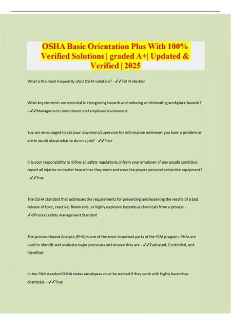 Osha Basic Orientation Plus With 100 Verified Solutions Graded A Updated And Verified 2025