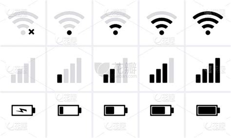 手机栏状态图标，电池图标，wifi信号强度素材 花瓣网
