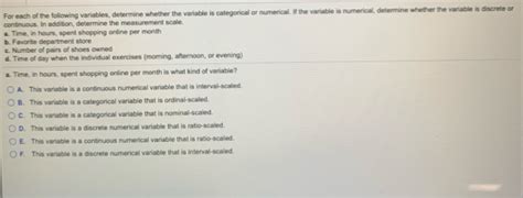solved for each of the following variables determine