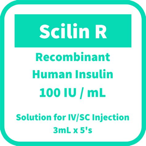 Scilin R Recombinant Human Insulin 100iu Ml Solution For Iv Sc Injection 3ml 5s Price In The